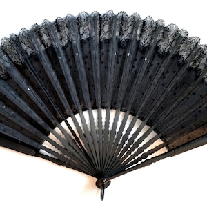 Beautiful Antique Victorian Fan. Rare and Delicate Black Lace and Hand ...