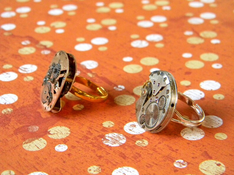 Steampunk Watch Movement Ring. Silver Tone or Gold Your | Etsy