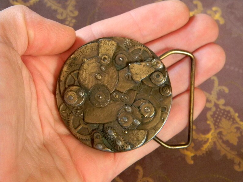 Bronze Steampunk Style Belt Buckle - Detailed Watch Movement Gears Belt ...