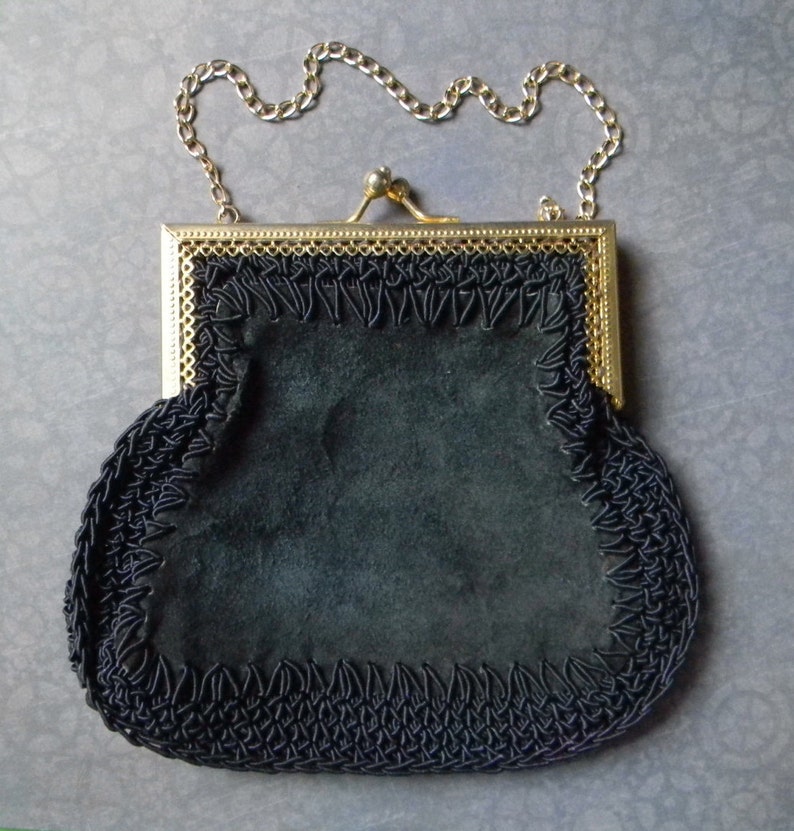 Elegant Vintage Victorian Style Blue Suede Leather Purse. Made in Italy ...