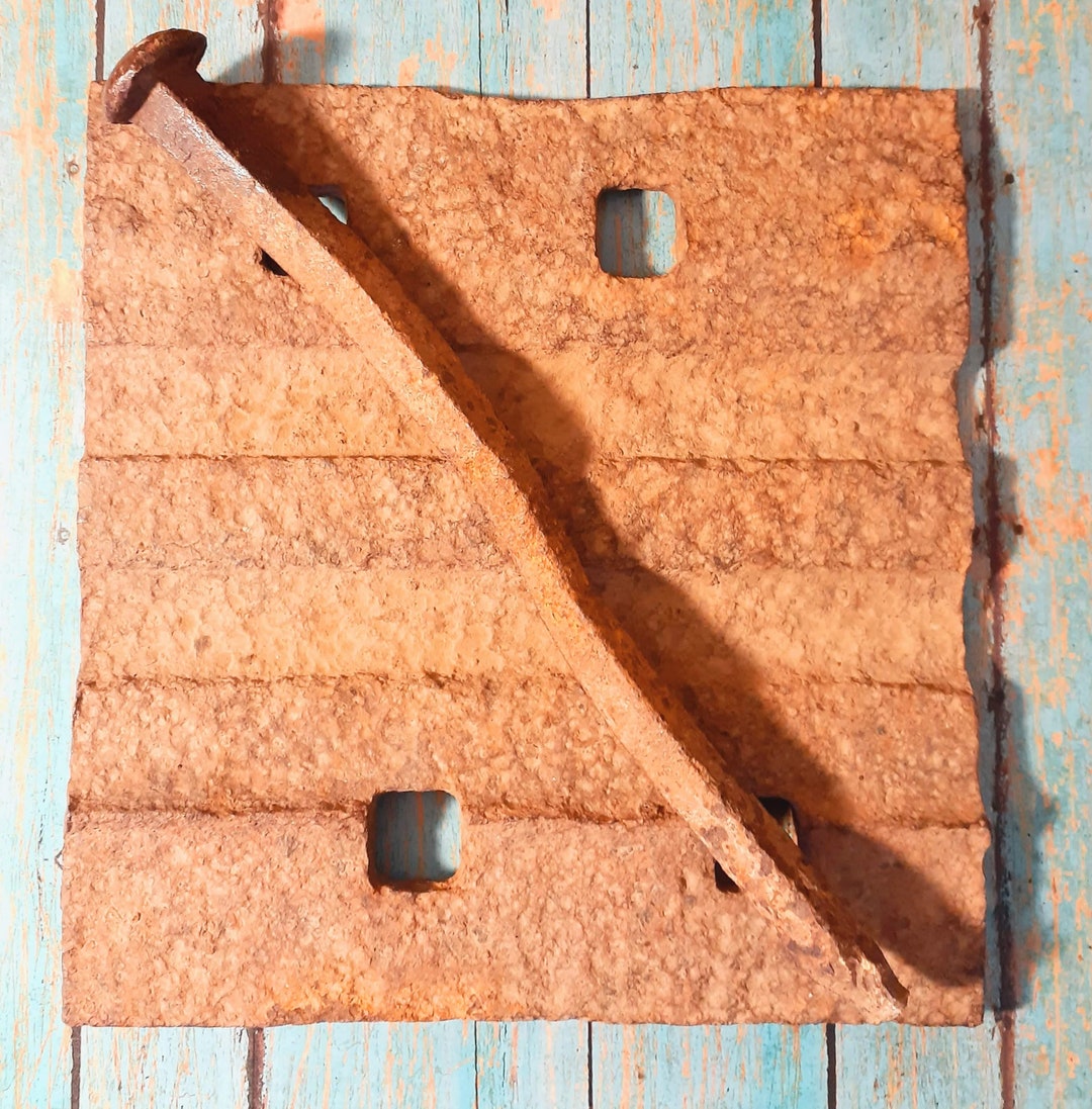 Vintage Iron Railroad Spike and Bracket. Rustic Steel Railroad Nail and ...