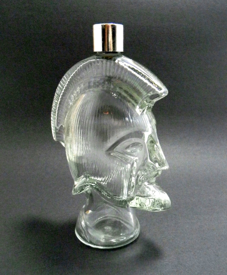 Novel Trojan or Spartan Bust Glass Bottle. Vintage Bottle. - Etsy