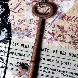 Lovely Antique Key Pendant. Beautiful Old Key Re-purposed W/cute Pouch ...