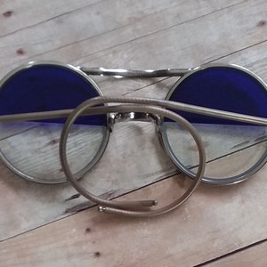Vintage Split Lens Cobalt Blue Glasses. Used Condition. Hallmarked 'FUL ...