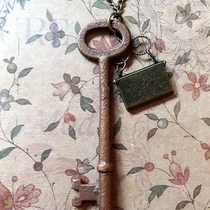 Lovely Antique Key Pendant. Beautiful Old Key Re-purposed W/cute Pouch ...