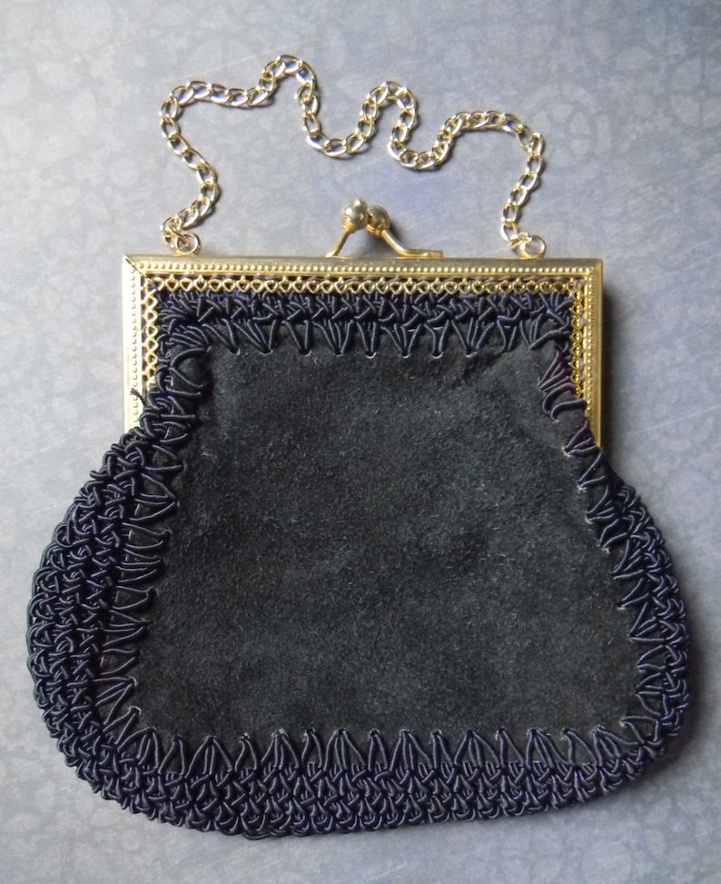 Elegant Vintage Victorian Style Blue Suede Leather Purse. Made - Etsy