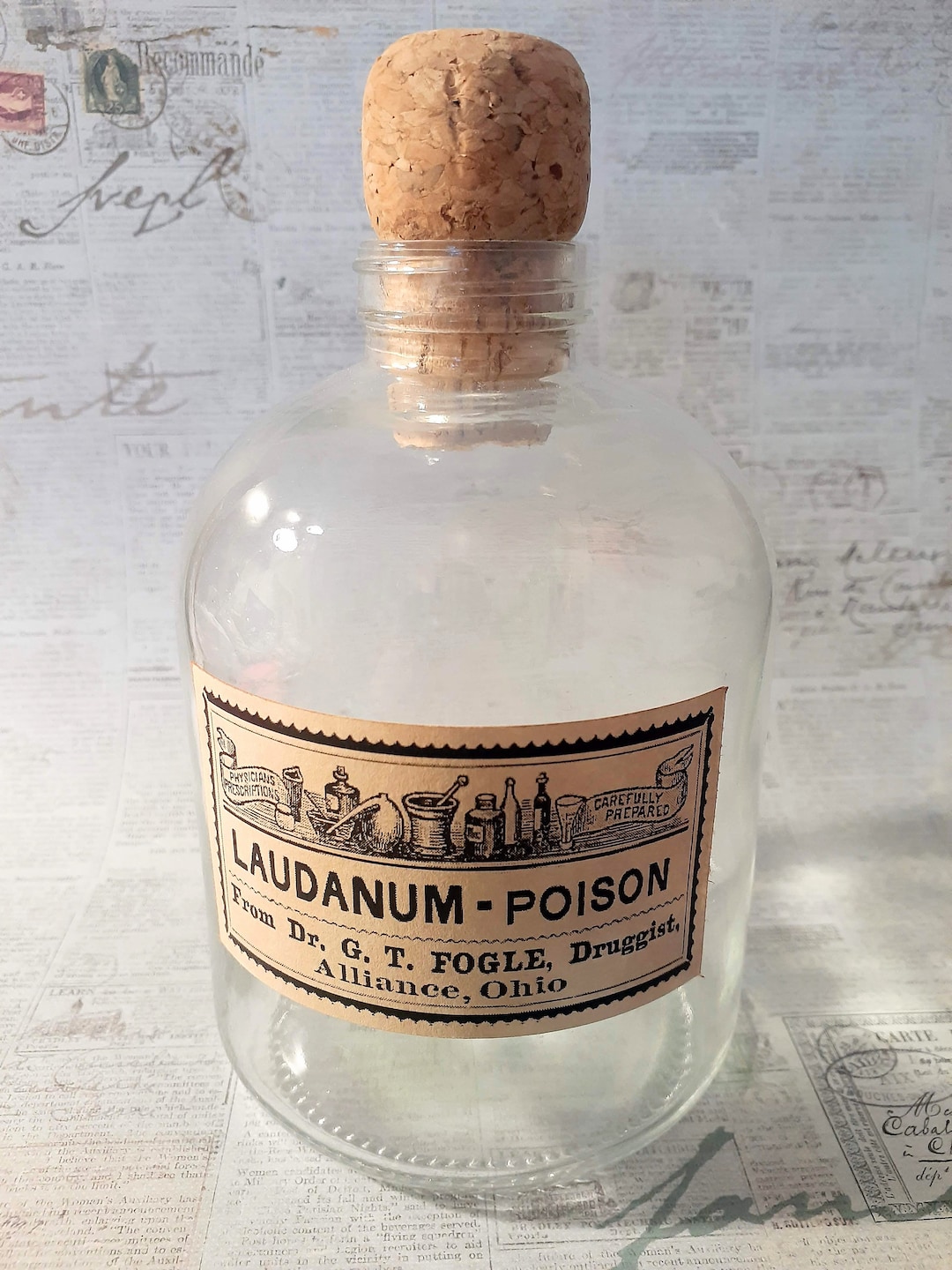 Fun Victorian Era Reproduction Labeled Laudanum Poison Bottle W/ Cork ...