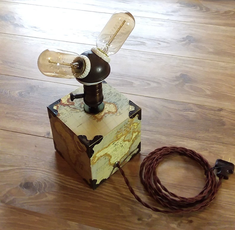 Super Cool cube Earth Custom Steampunk Lamp | Etsy