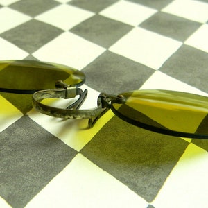 Rare Citrine Yellow Tinted Vintage Pince Nez Sunglasses. Victorian or ...