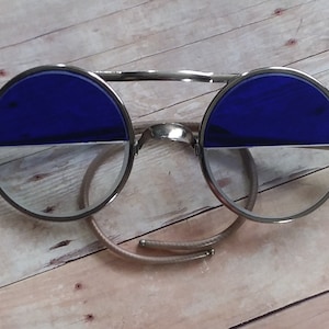 Vintage Split Lens Cobalt Blue Glasses. Used Condition. Hallmarked 'FUL ...
