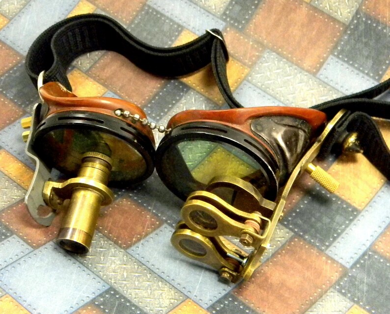 Custom Refitted Steampunk Goggles. Vintage Green Tinted Glass | Etsy