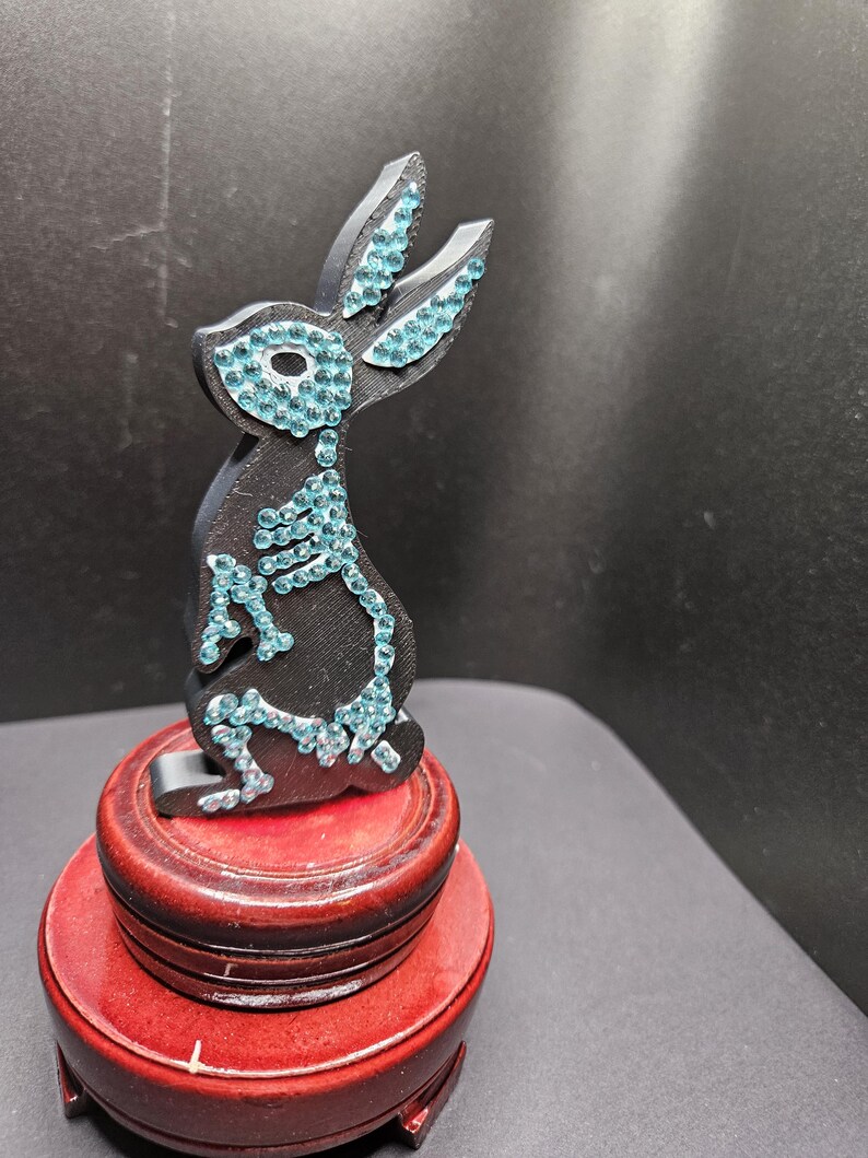 Rhinestoned 3D Printed Skeleton Rabbit - Blue - Etsy Canada