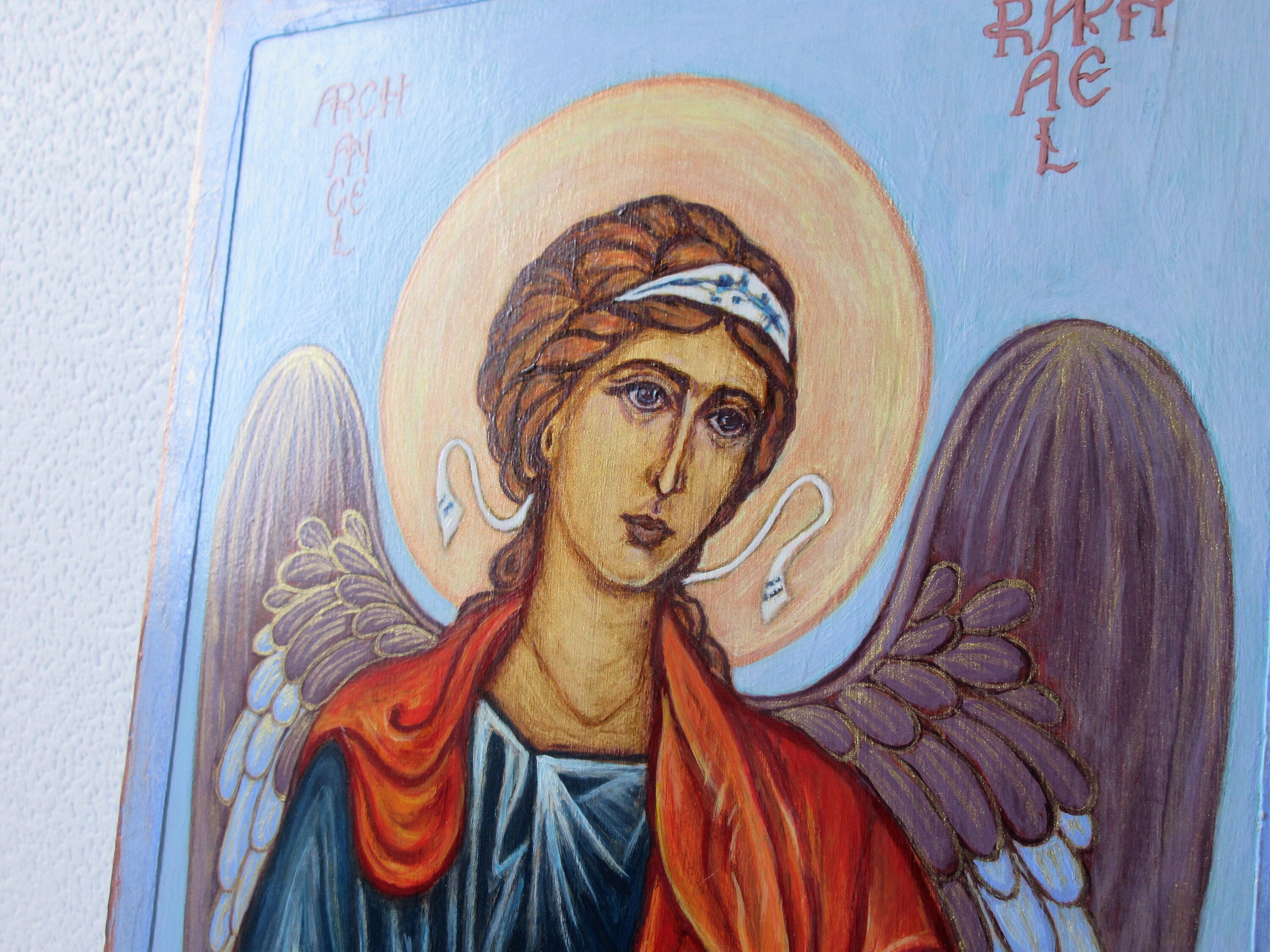 Saint Raphael the Archangel Icon Hand Painted Byzantine Wood Icon Large ...