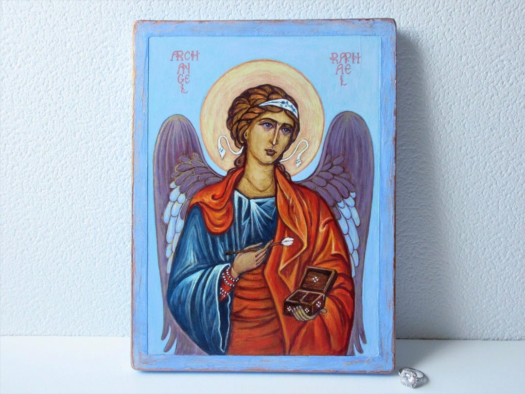Hand Painted Saint Raphael Icon: Byzantine Christian Art on Canadian ...