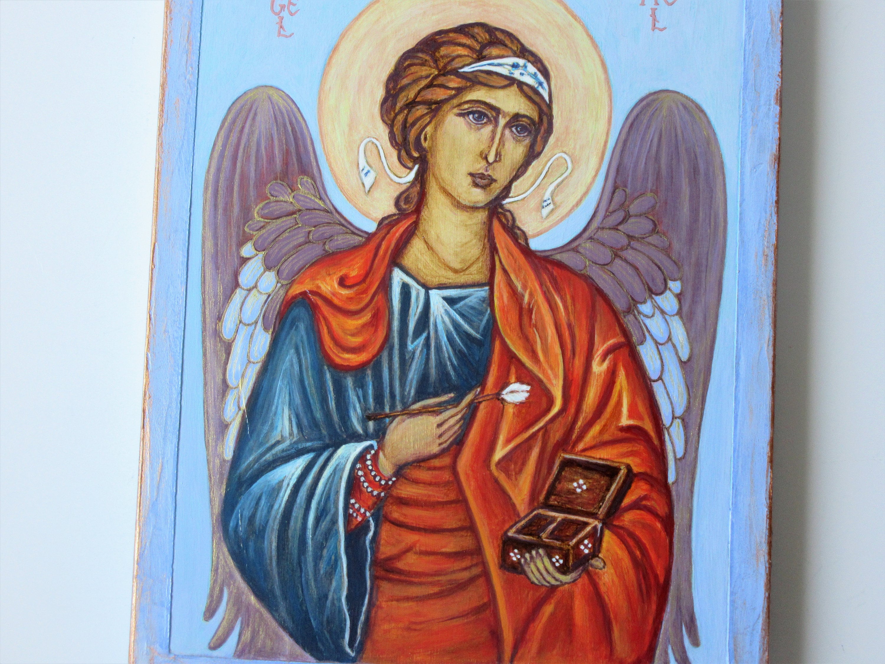 Saint Raphael the Archangel Icon Hand Painted Byzantine Wood Icon Large ...