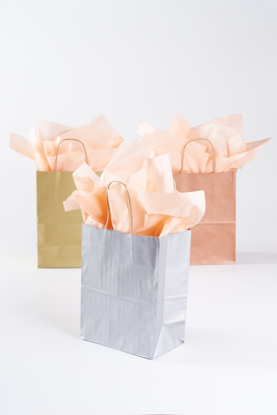 50 Silver Gift Bags With Handles for Wedding Guests, Welcome Bag, Party ...