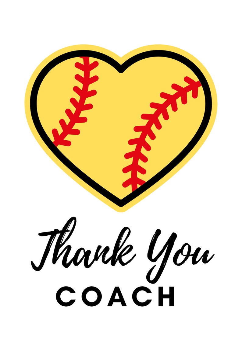 Printable Softball Coach Thank You Card - Etsy