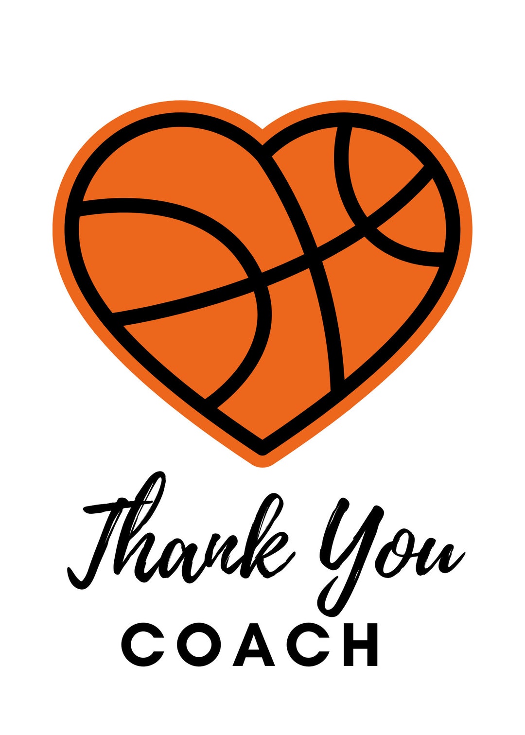 Printable Basketball Coach Thank You Card - Etsy