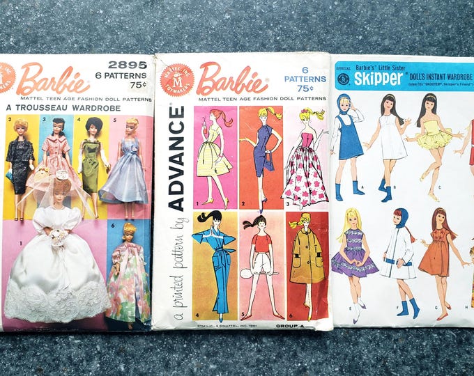 Vintage Barbie Sewing Patterns | Set of 3 - Etsy
