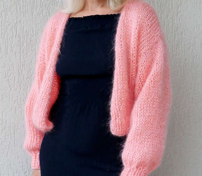 Fluffy Mohair Bomber Coral Cardigan Open Front Cardigan | Etsy