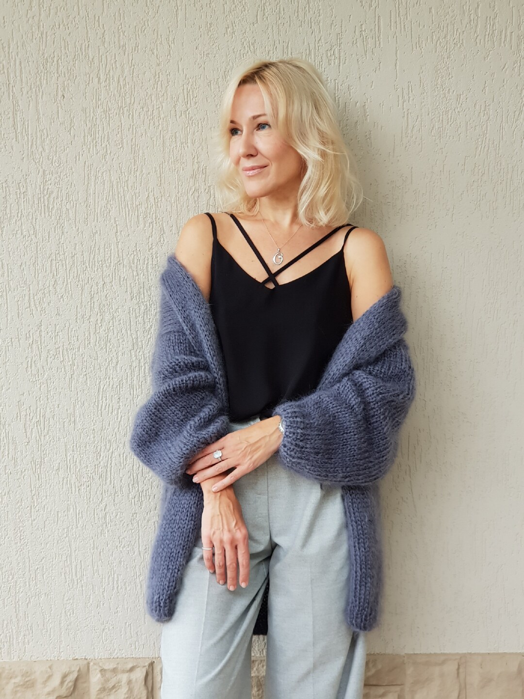 Long Cardigan, Fluffy Mohair Cardigan, Loose Fit, Sweaters for Women ...