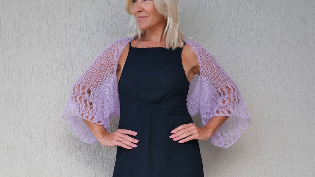 Hand Knitted Lilac Mohair Shrug: Boho Wedding Bolero - Etsy