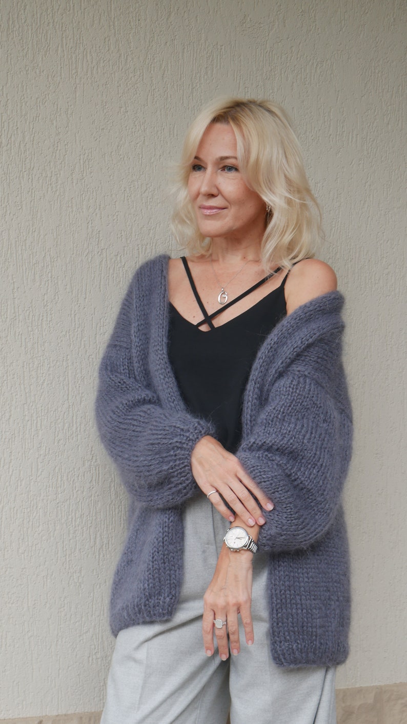 Long Cardigan Fluffy Mohair Cardigan Loose Fit Sweaters for - Etsy