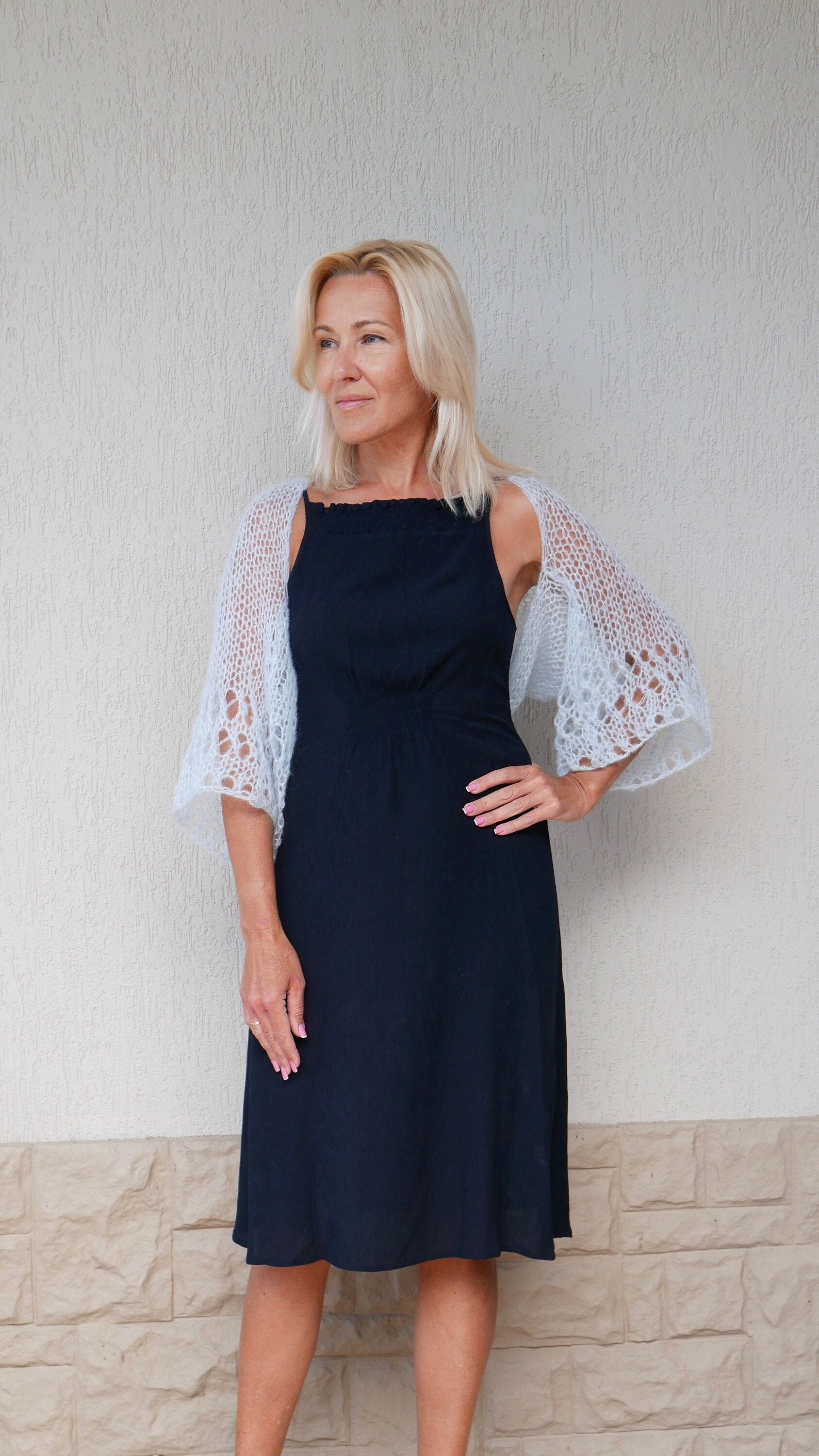 Mint mohair shrug tiffany light hand knitted shrug summer | Etsy