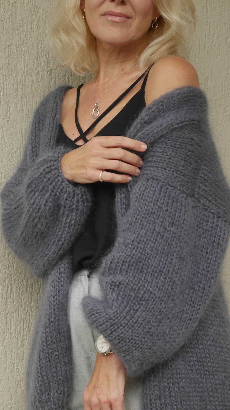 Long Cardigan Fluffy Mohair Cardigan Loose Fit Sweaters for - Etsy