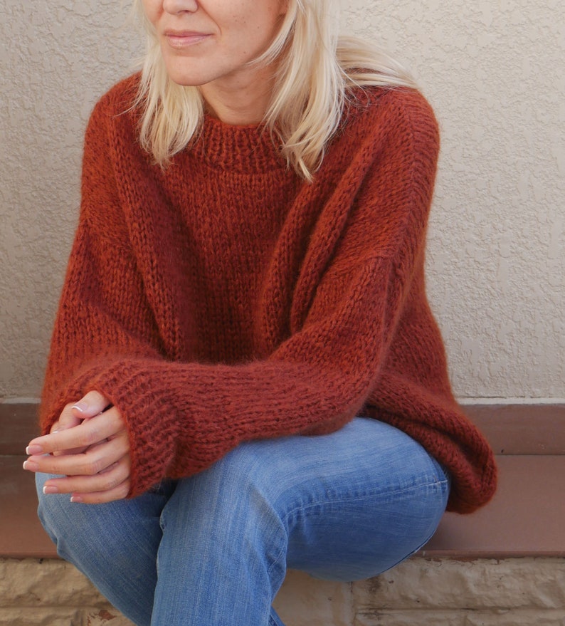 Mohair Sweater Dark Copper Long Sweater Sweaters for Women - Etsy