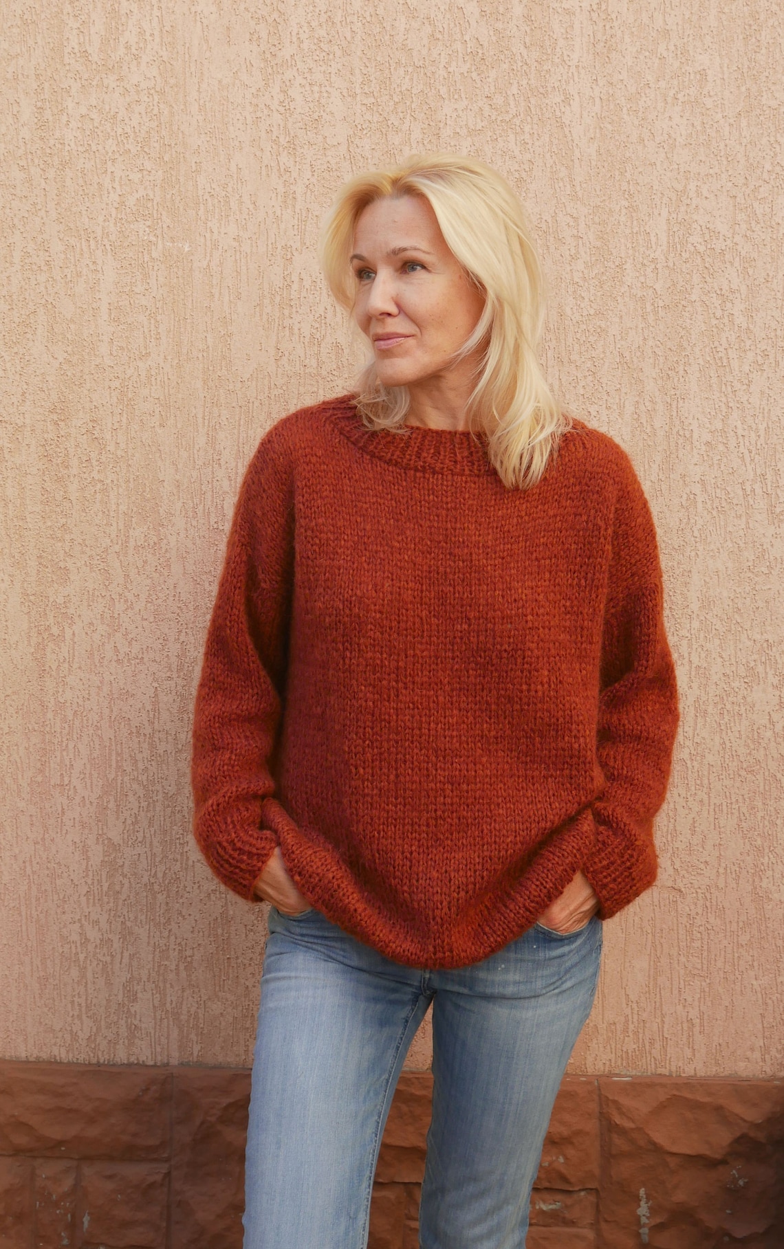 Mohair Sweater Dark Copper Long Sweater Sweaters for Women - Etsy