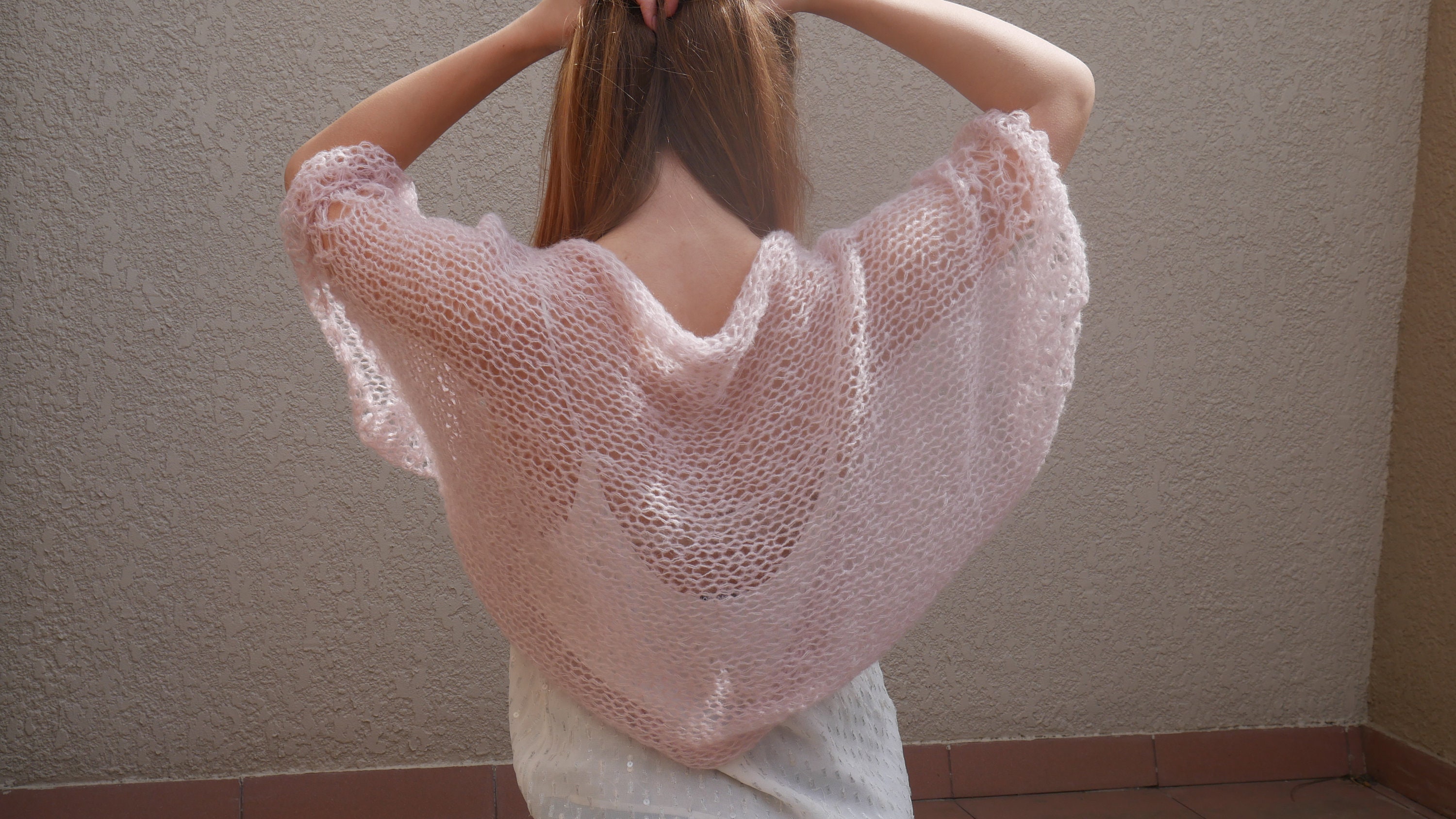 Pink mohair shrug hand knitted shrug mohair sweater for | Etsy