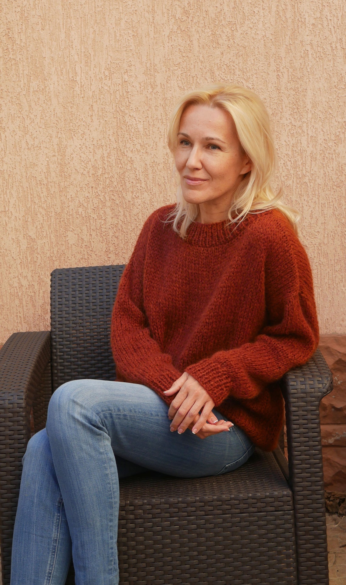 Mohair Sweater Dark Copper Long Sweater Sweaters for Women - Etsy