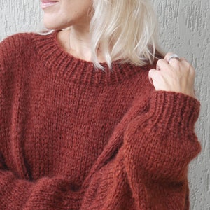 Mohair Sweater, Dark Copper Long Sweater, Sweaters for Women, Loose Fit ...