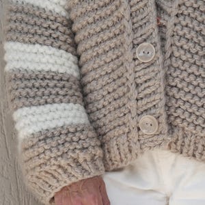 Baggy Beige Cardigan, Bulky Cardigan, Wool Cardigan With Buttons, Hand ...