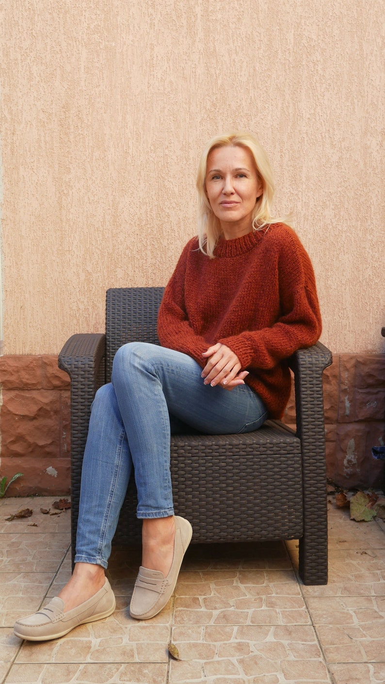 Mohair Sweater Dark Copper Long Sweater Sweaters for Women - Etsy