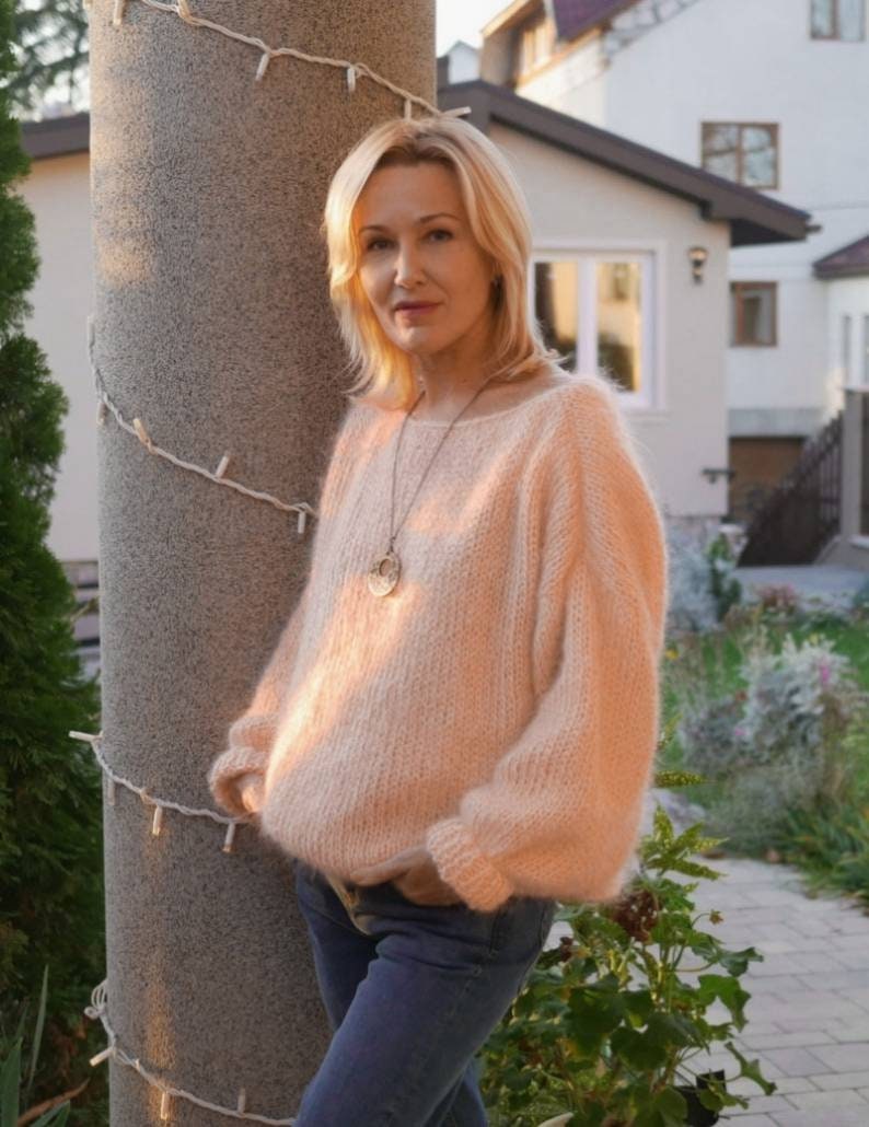 Fluffy Mohair Sweater Hand Knit Sweater Sweaters for Women - Etsy Finland