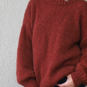 Mohair Sweater, Dark Copper Long Sweater, Sweaters for Women, Loose Fit ...