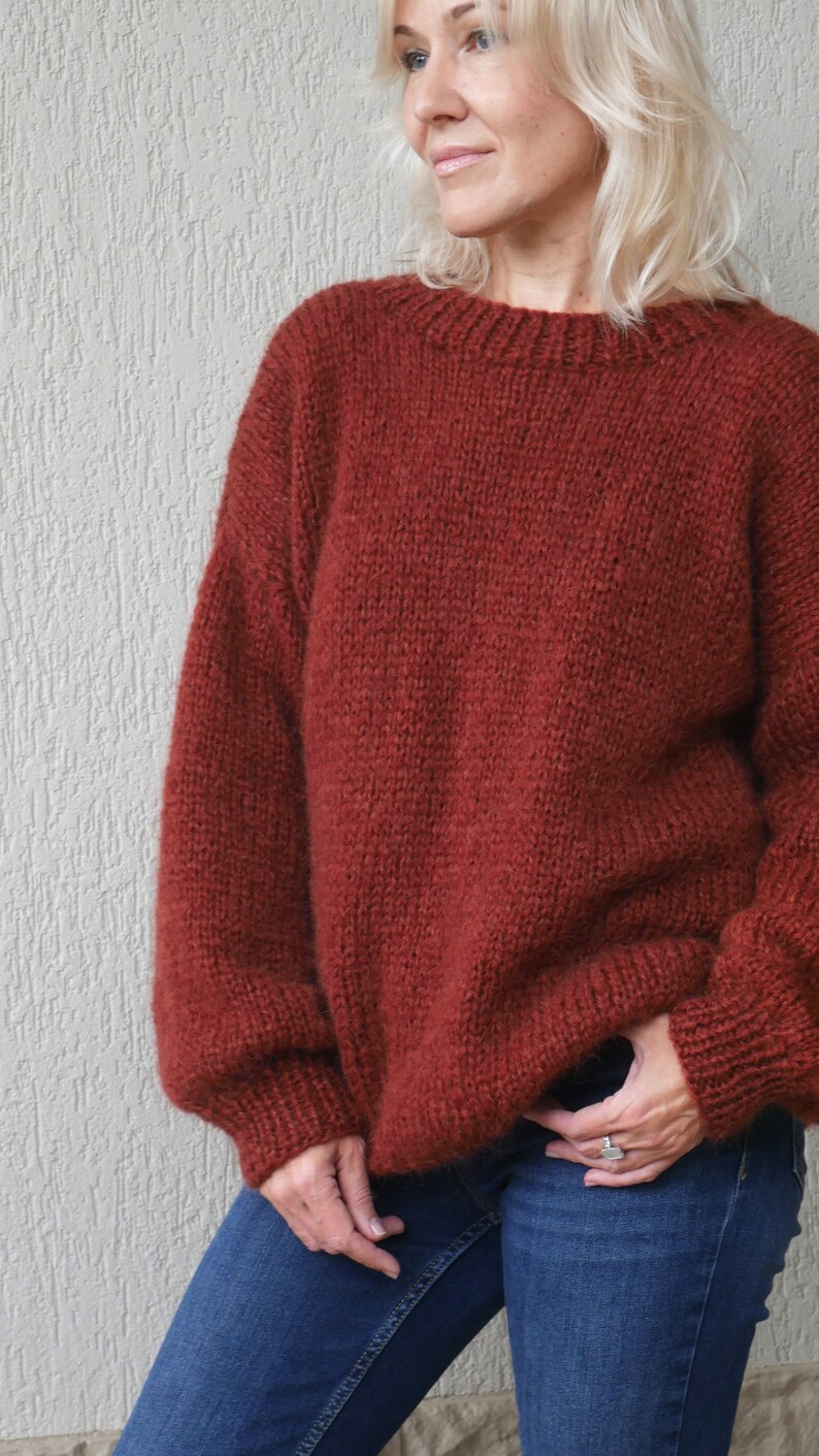 Mohair Sweater Dark Copper Long Sweater Sweaters for Women - Etsy