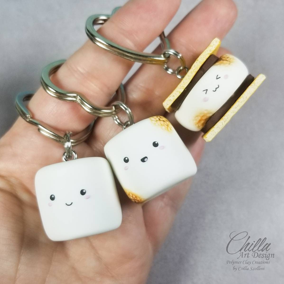 Cute Marshmallow or S'mores Keychain Best Friends - Etsy
