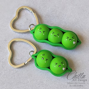 Peas in the Pod Keyring Polymer Clay, Cute, Realistic, Father's Day ...