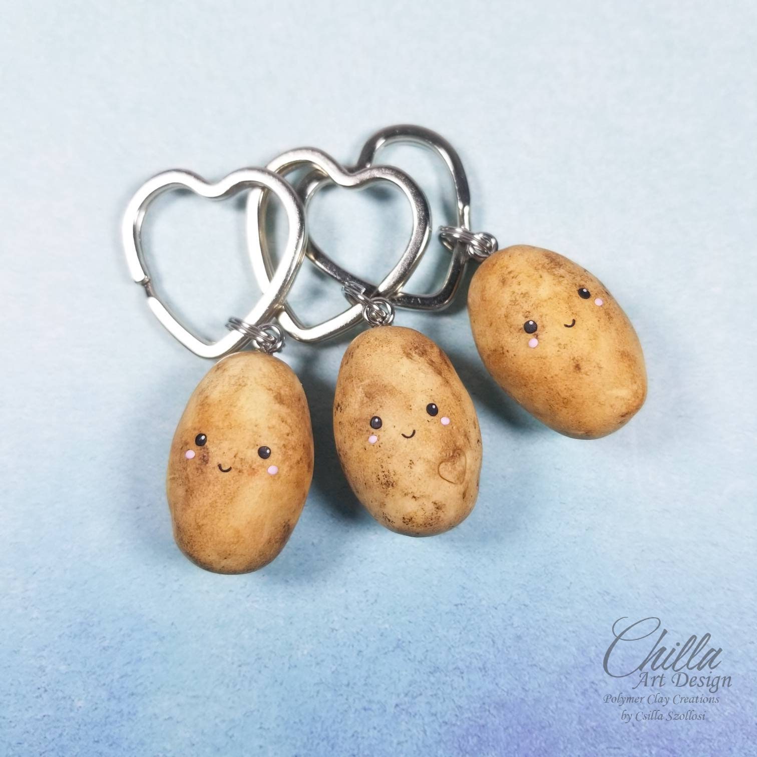 Potato Spud Keychain With Heart Keyring Polymer Clay, Cute, Realistic ...