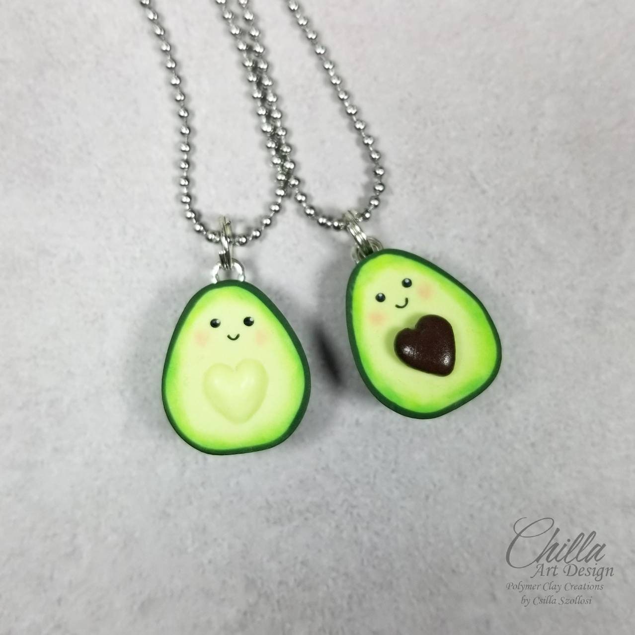 Avocado Pair Best Friends Bff Necklace Set of 2 Heart Lovers - Etsy
