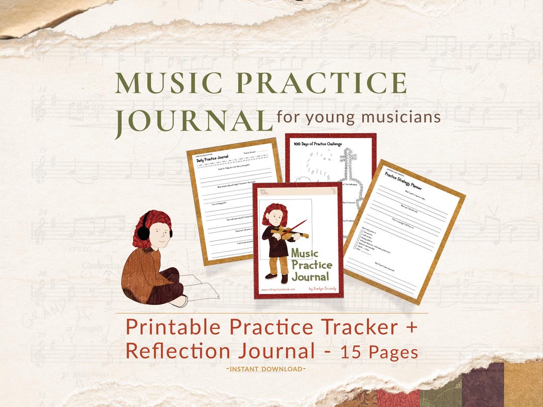 Music Practice Journal for Kids | Printable Practice Tracker | Violin ...