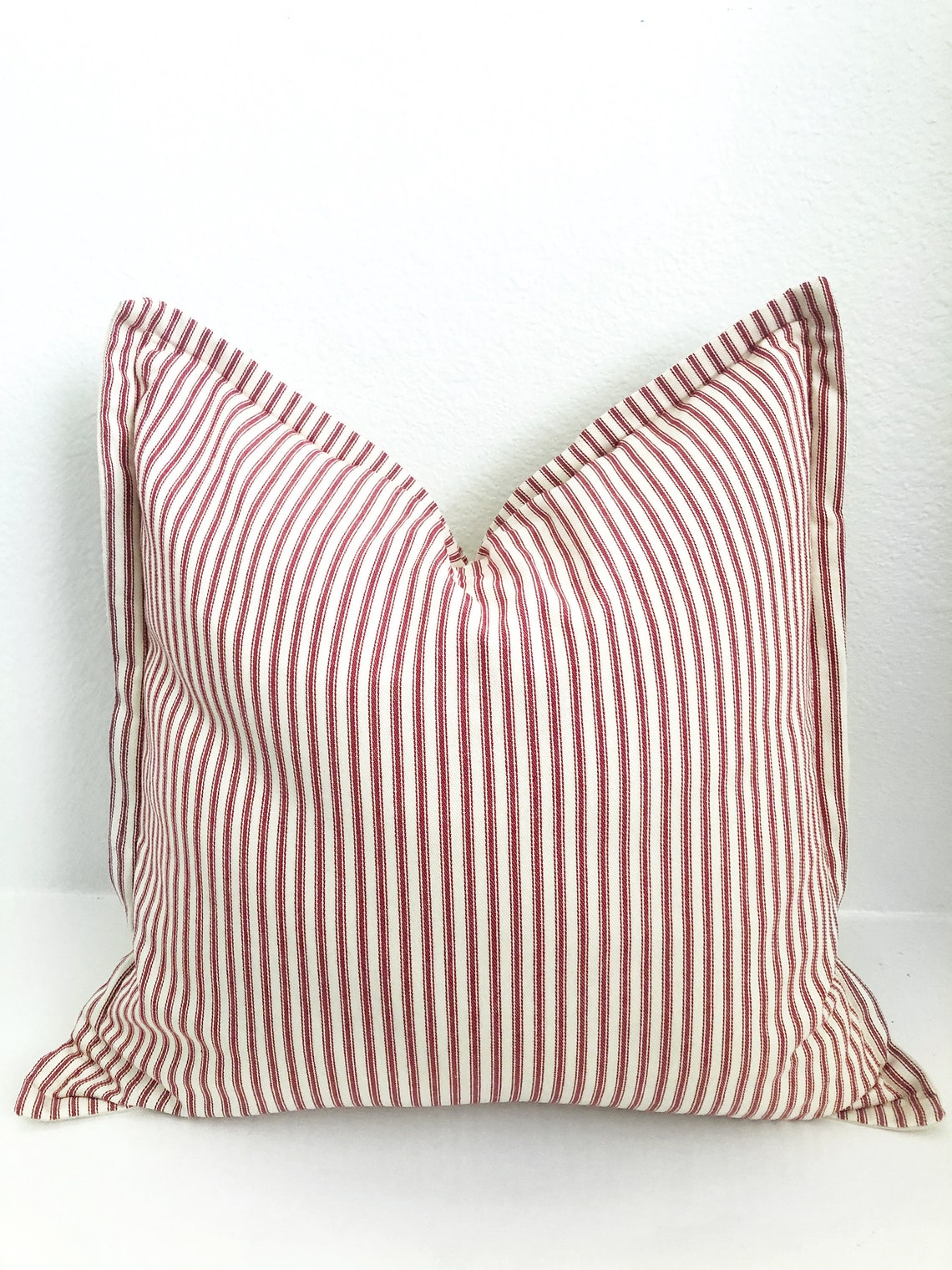 Red Ticking Stripe Pillow Cover Modern Farmhouse Pillow | Etsy