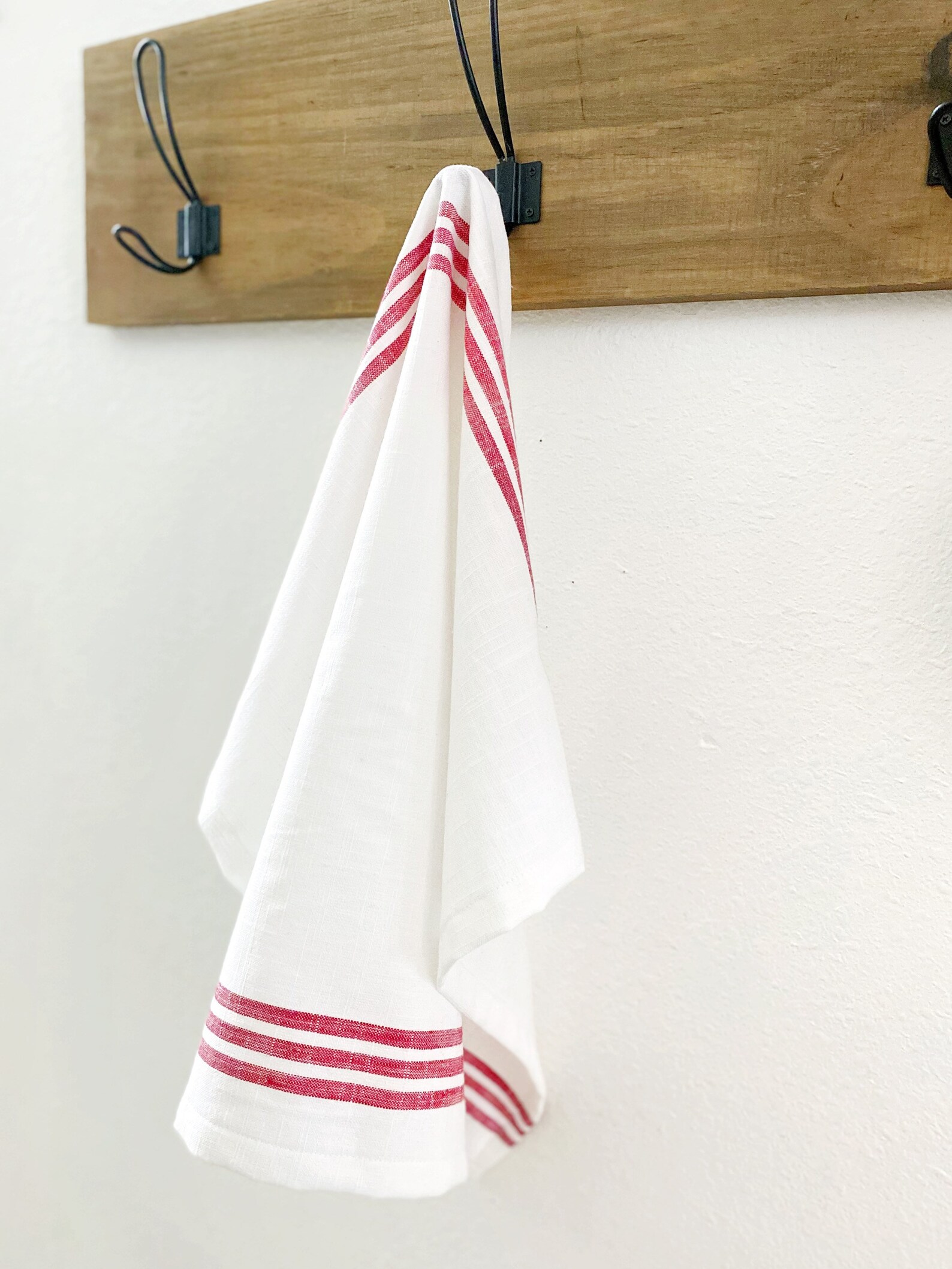 Red stripe tea towel kitchen cotton linens gift for mom | Etsy
