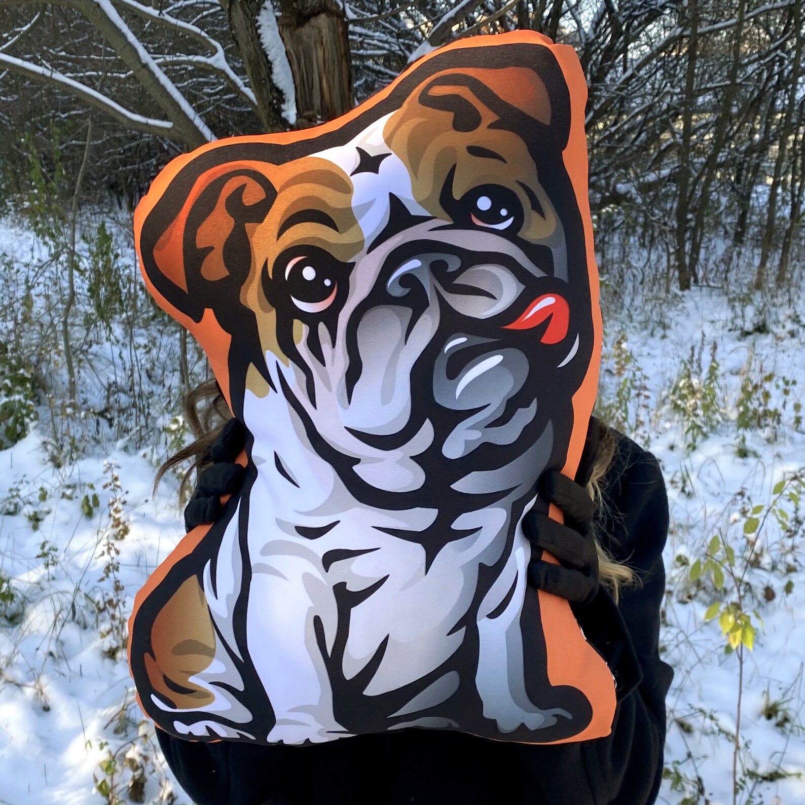 English Bulldog Pillow, Decorative Dog Cushion, Cuddly Mascot Bulldog ...
