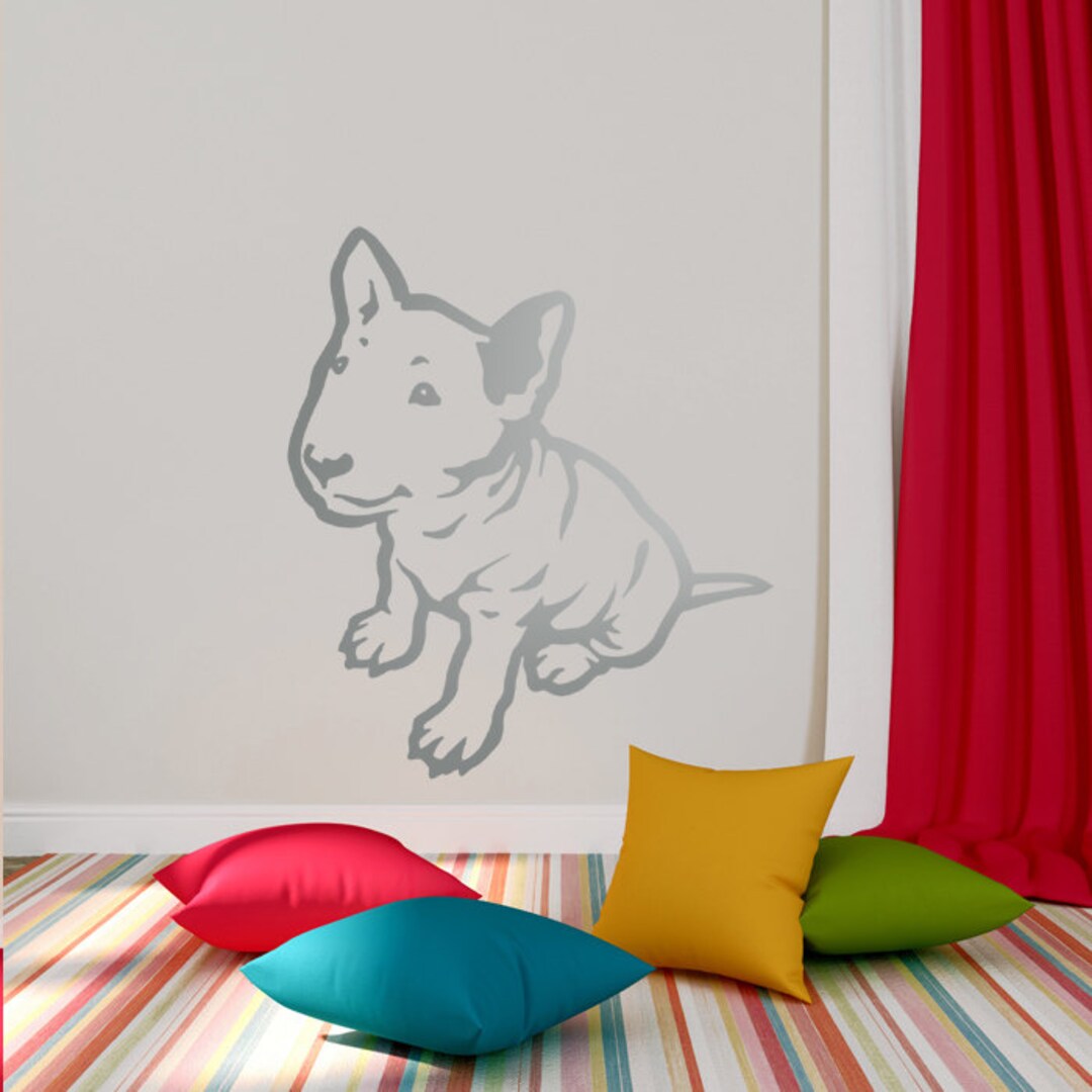 Bull Terrier Puppy Decal: Adhesive Vinyl Dog Wall Art - Etsy