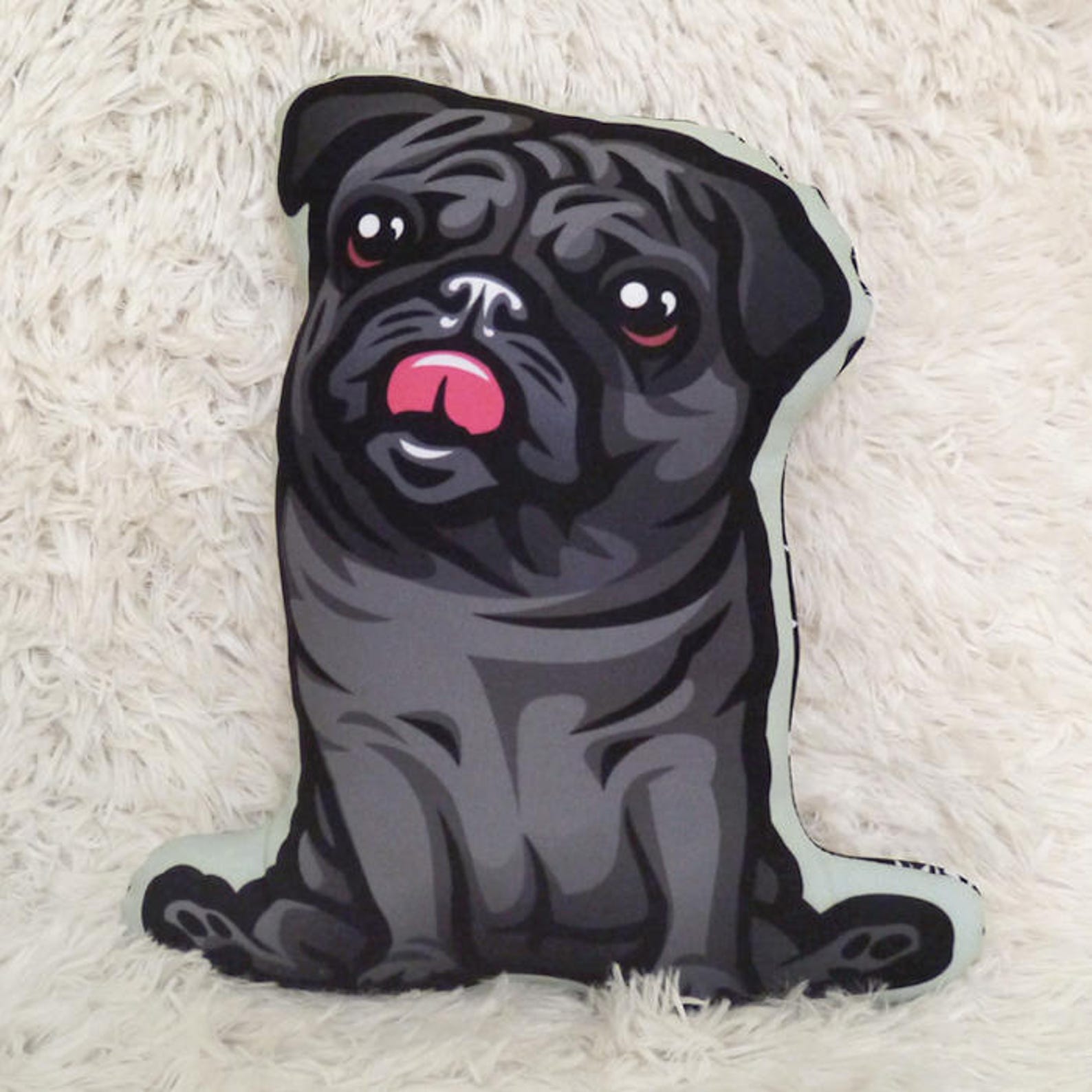 Black Pug Pillow Stuffed Dog Toy Cuddly Mascot Pug Idea Gift - Etsy