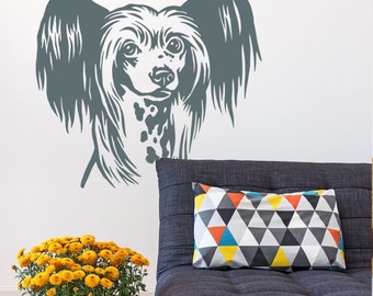 Chinese Crested Dog on Board Car Window Sticker Sign Cute Gift Idea Art ...